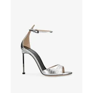 TOM FORD Spire 105 Metallic Leather Sandals - Silver