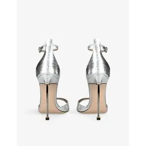TOM FORD Spire 105 Metallic Leather Sandals - Silver