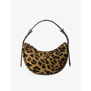 Prada Arqué Printed Leather Mini Shoulder Bag Neutral