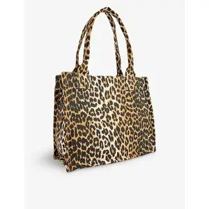 GANNI Large Print Cotton Tote Bag