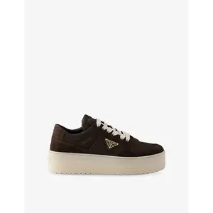 Prada Downtown Bold Re-nylon And Suede Trainers - Brown