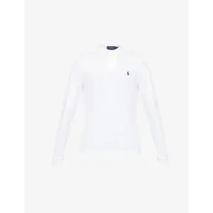 Polo Ralph Lauren Long-sleeved Logo-embroidered Custom Slim-fit Cotton-piqué Polo Shirt - White