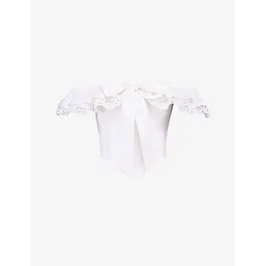 House Of Cb Aria Bow-embellished Corset Top - Cloud Dancer