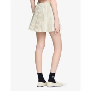 Sandro Striped Pleated Mini Skirt - Ecru