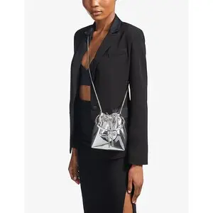 JIMMY CHOO Metallic-woven Drawstring Bag