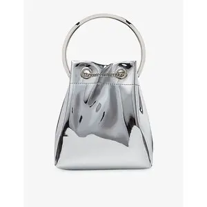 JIMMY CHOO Metallic-woven Drawstring Bag