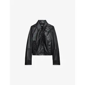 Zadig&Voltaire Collared Flap-pocket Leather Jacket - Black