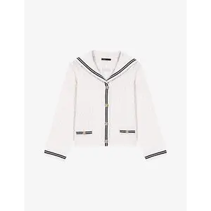 Maje Boat Neck Cable-knit Wool Cardigan - Ecru