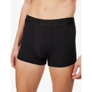 CHE Elasticated-waistband Pack Of Three Stretch-woven Trunks - Black