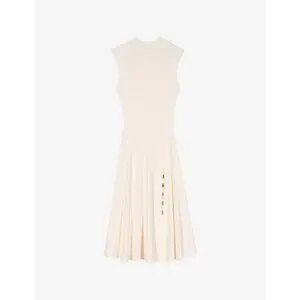 Maje Ribbed High-neck Stretch-knit Midi Dress - Ecru