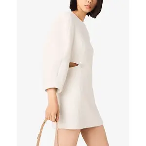 Maje Short Balloon-sleeve Tweed Mini Dress