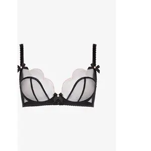 Agent Provocateur Lorna Scalloped Mesh Underwired Bra - Black/pink