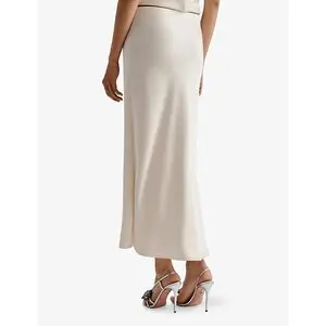 MALINA Flared Satin Midi Skirt