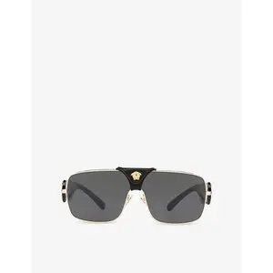 Versace Aviator Frame Sunglasses With Tone Logo Plaque - Gold