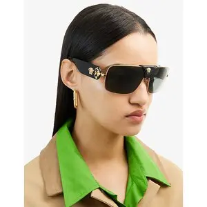 Versace Aviator Frame Sunglasses With Tone Logo Plaque