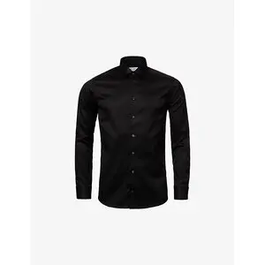 Eton Cutaway-collar Single-cuff Slim-fit Cotton-twill Shirt 16.5 Black