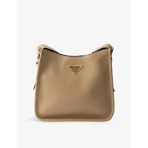 Prada Logo-plaque Medium Leather Shoulder Bag - Brown