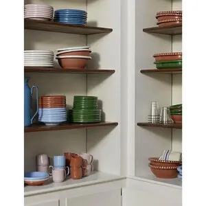 HAY Barro Small Striped Terracotta Oval Dish - Light Blue
