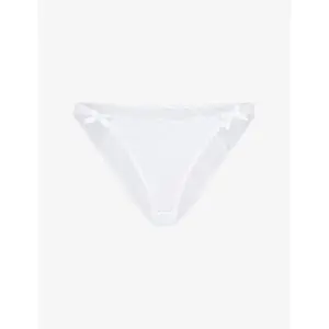 Agent Provocateur Rosia Bow-embroidered Mid-rise Woven Briefs - White