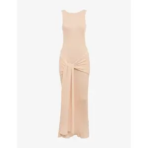 House Of Cb Akaia Draped Silky Knit Maxi Dress - Champagne
