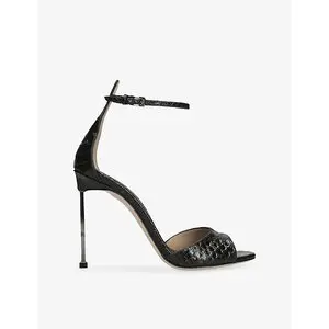 TOM FORD Embossed-leather Heeled Sandals - Black
