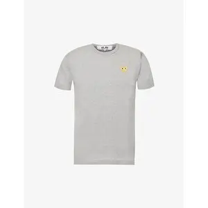 Play Comme Des Garcon Logo-embroidery Cotton-jersey T-shirt - Grey