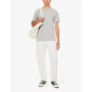 Play Comme Des Garcon Logo-embroidery Cotton-jersey T-shirt - Grey