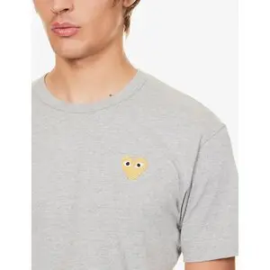 Play Comme Des Garcon Logo-embroidery Cotton-jersey T-shirt - Grey
