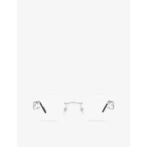 Cartier Rectangle Frame Metal Optical Glasses - Silver