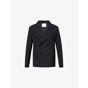 Sacai Peak Lapel Double-breasted Pleated Jacket - Black