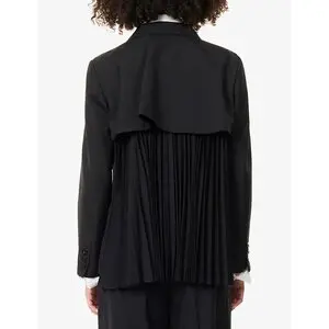 Sacai Peak Lapel Double-breasted Pleated Jacket