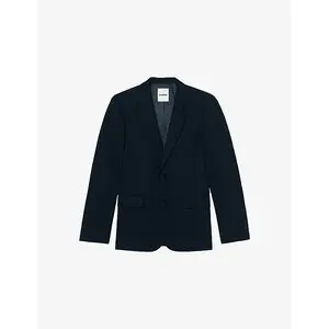 Sandro Single-breasted Wool Blazer - Bleus