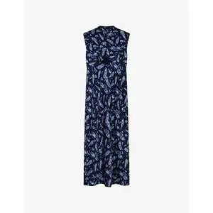 OMNES Candice Swan-print Satin Maxi Dress - Navy