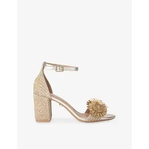 Carvela Sorrento Flower Raffia Heeled Sandals - Gold