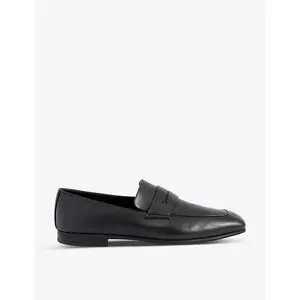 Zegna Leather Penny Loafers - Navy