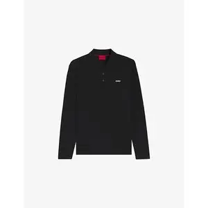 Hugo Logo-print Cotton-piqué Polo Shirt - Black