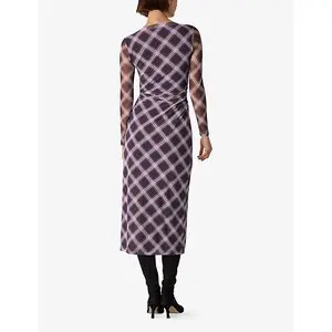 Whistles Check Mesh Midi Dress