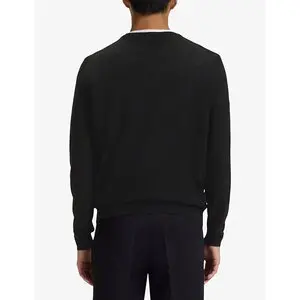 BOSS Embroidered-logo V-neck Wool Jumper