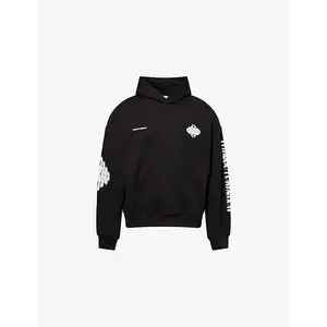 THE COUTURE CLUB Motion Blurred-emblem Cotton-jersey Hoodie - Black
