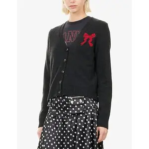 GANNI Wool-blend Cardigan With Bunny Intarsia