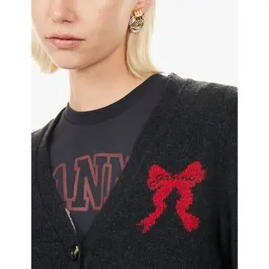 GANNI Wool-blend Cardigan With Bunny Intarsia
