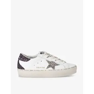 GOLDEN GOOSE Hi Star Glitter Embellished Leather Low-top Trainers - White/comb