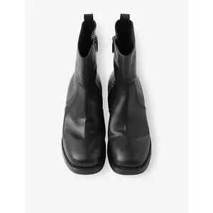 Prada Round-toe Leather Mid-calf Boots