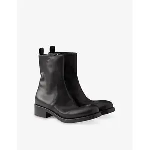 Prada Round-toe Leather Mid-calf Boots