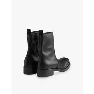 Prada Round-toe Leather Mid-calf Boots