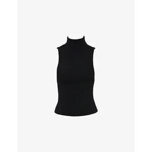 House Of Cb Dina Backless Ribbed-knit Vest - Black