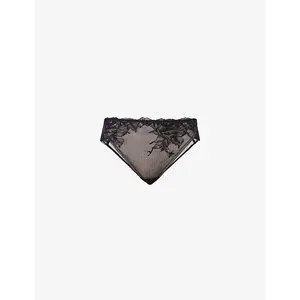 Wacoal Vivid Attraction High-leg Lace And Mesh Briefs - Black