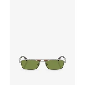 Brunello Cucinelli Rectangular-frame Metal Sunglasses - Silver