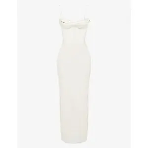House Of Cb Corset Satin Maxi Dress - Ivory