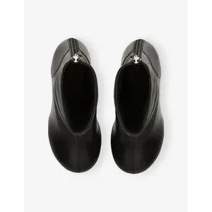 Amina Muaddi Iris 95 Leather Heeled Ankle Boots - Black